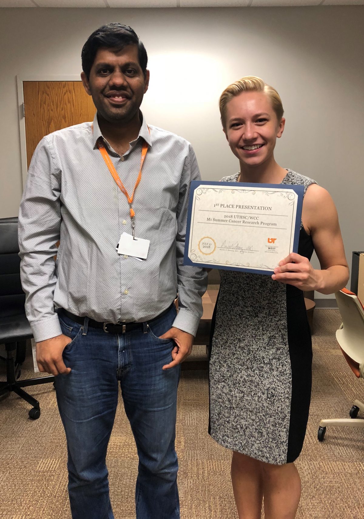 Emily Miller won first place in West Cancer Center/UTHSC Summer ...